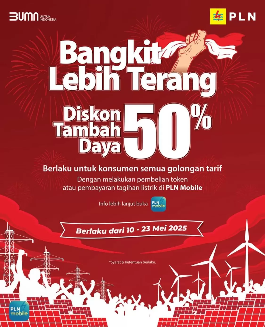 PLN beri diskon 50% biaya tambah daya listrik hingga 23 Mei 2025.